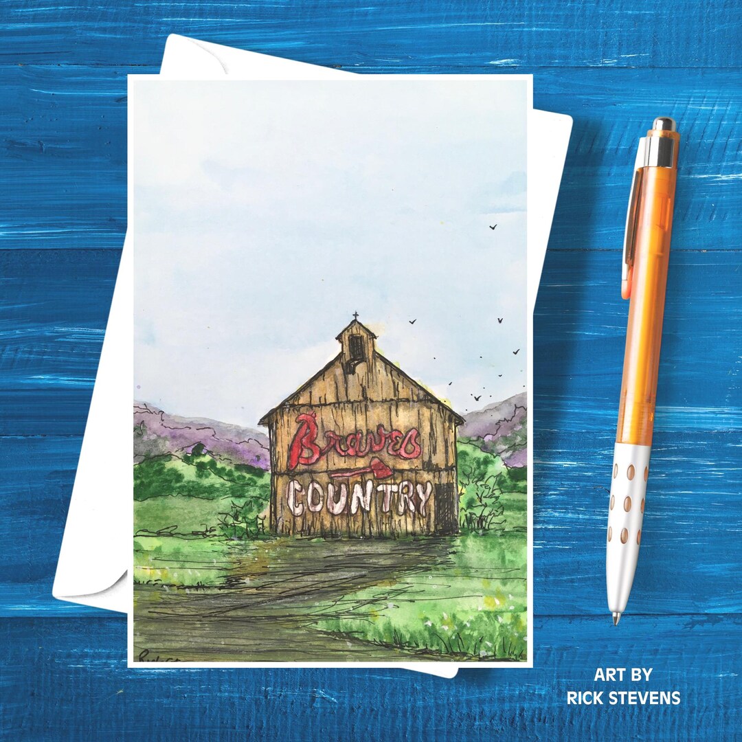 Atlanta Braves Country Barn Painting Blank Note Card With Envelope ...