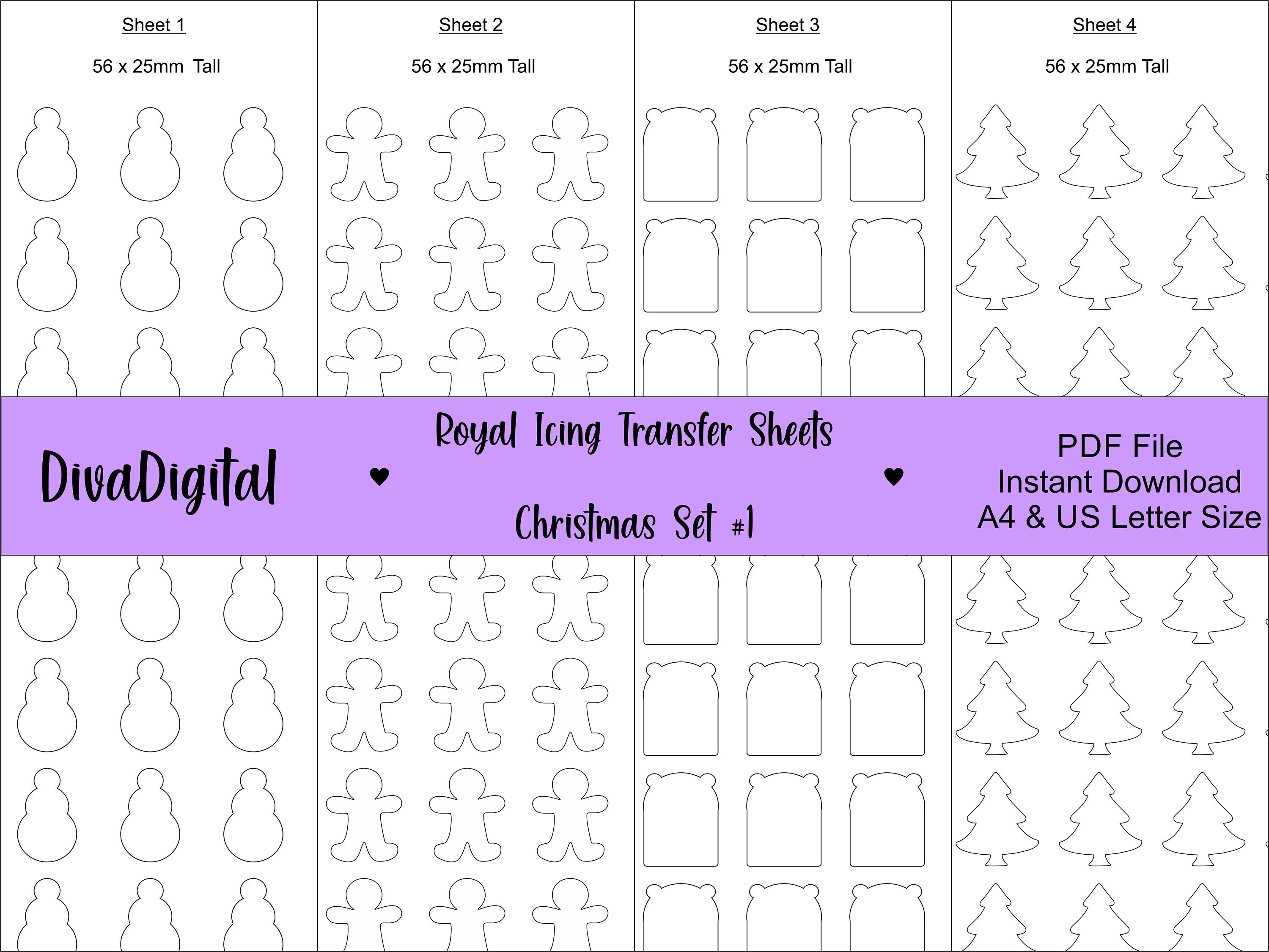 Christmas Royal Icing Transfer Templates