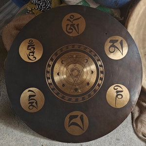 Geometrical Moon Phase With Sun in Center With Tibetan Mantra Engraved ...