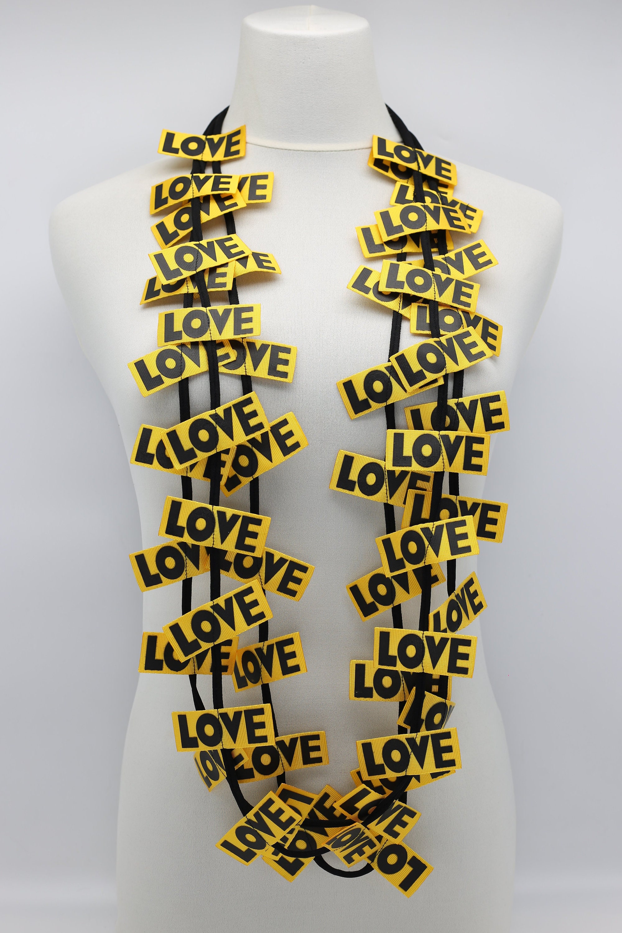 LOVE, Recycled Textile Cord With LOVE Ribbon 3 Strand Necklace - Etsy