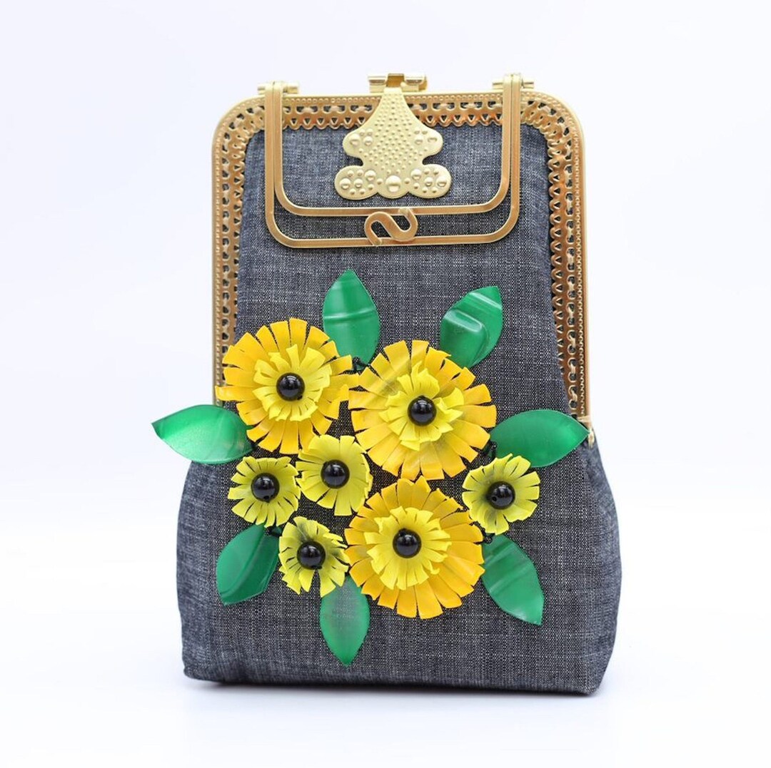 Handmade Rectangular Big Purse With Bronze Frame and Handle - Etsy