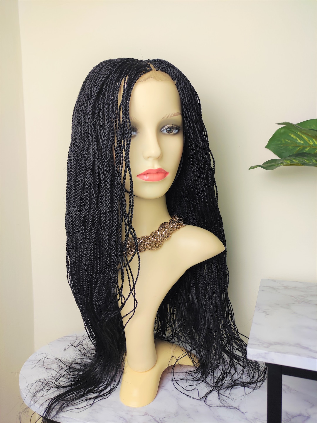 Black Braids Twists Wig, Ready to Ship Wig. Braided Wig Small Twist ...