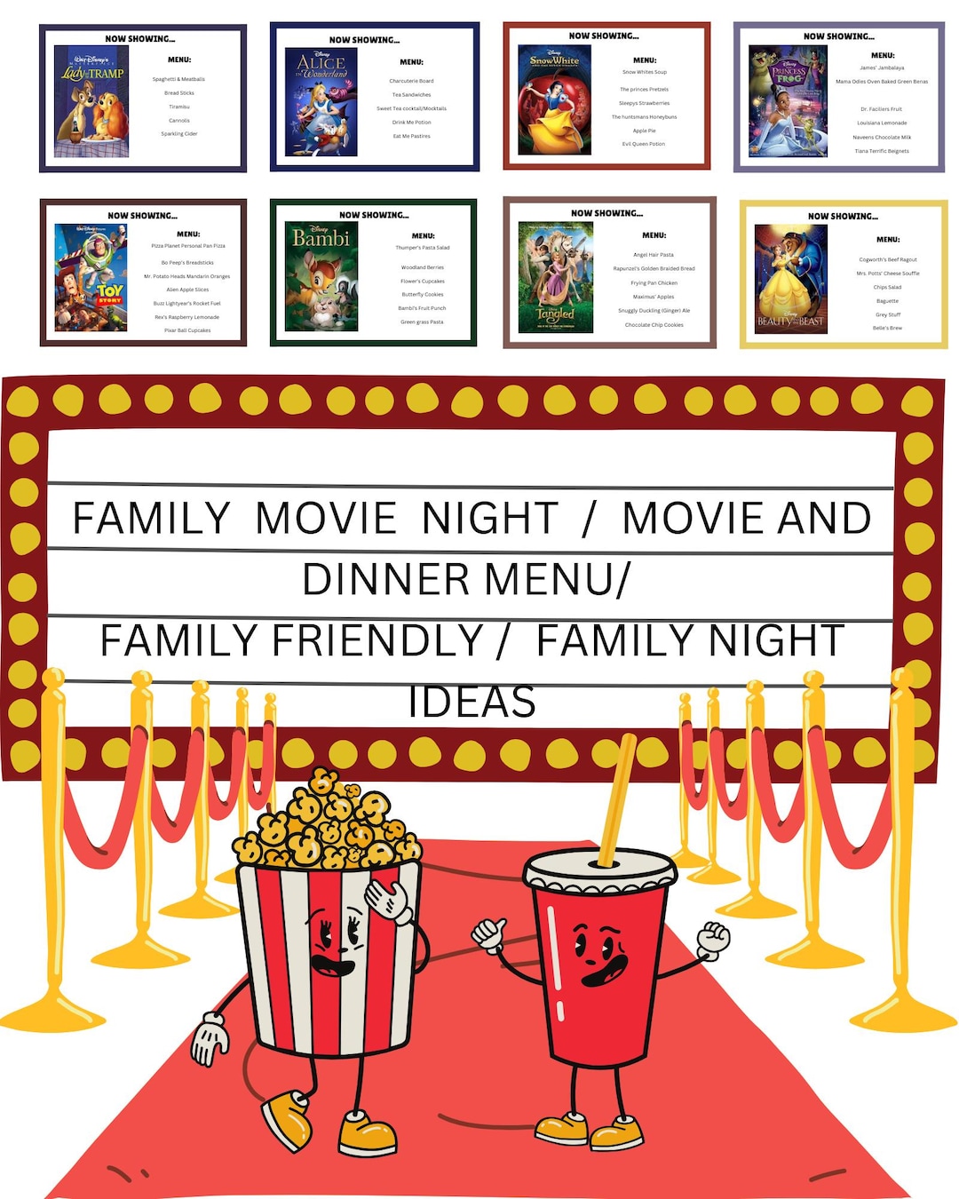 45 Dinner and a Movie Night Menus/ Mystery Movie Night/family Movie ...