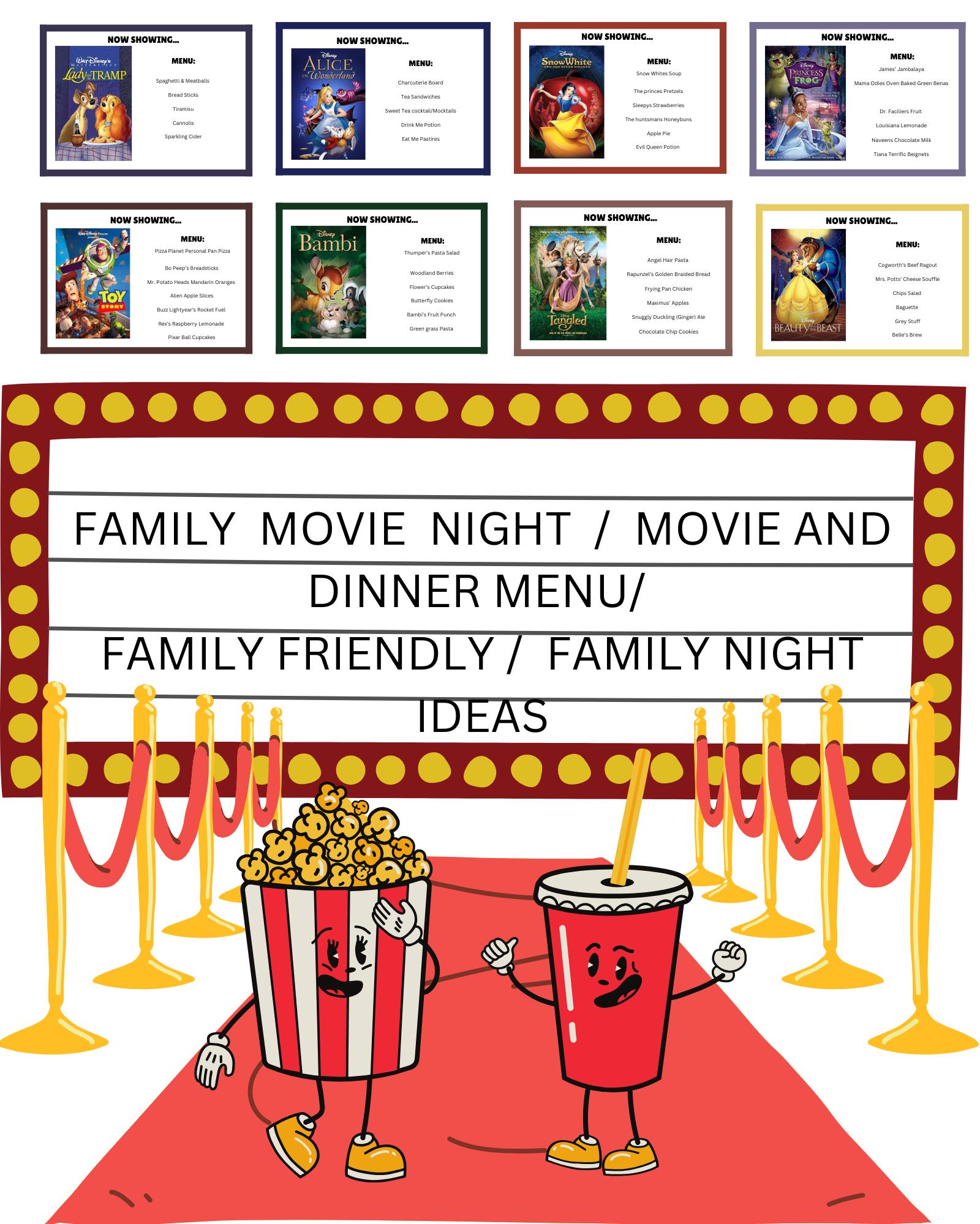 45 Dinner and a Movie Night Menus/ Mystery Movie Night/family Movie ...
