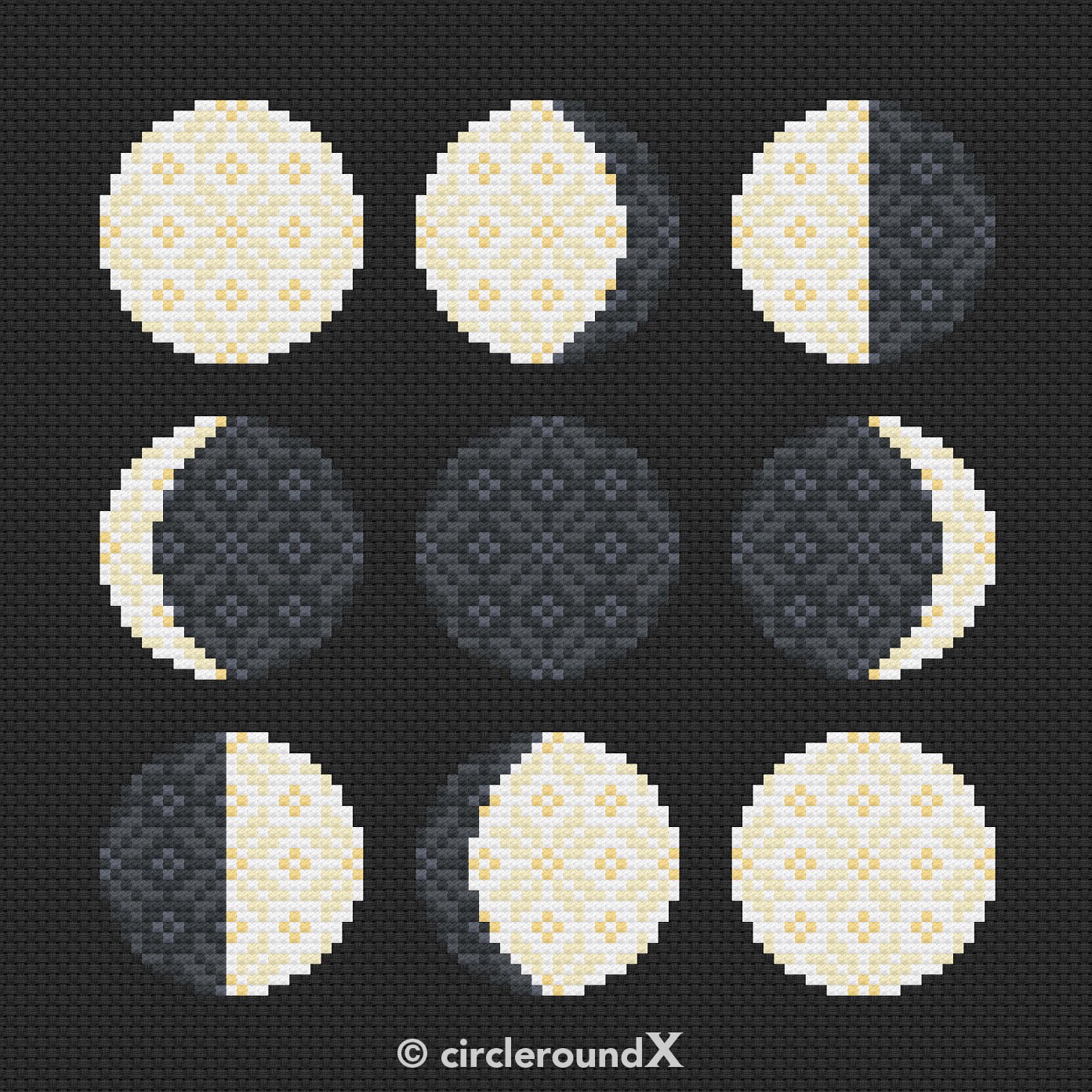 Moon Phases | Original Cross-stitch Pattern Based on Folk Art (PDF ...