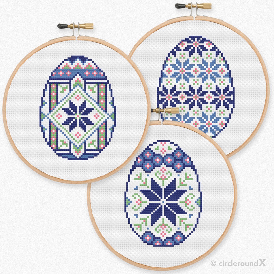 Set of Easter Eggs 1-3 Original Cross-stitch Pattern Based on Geometric ...