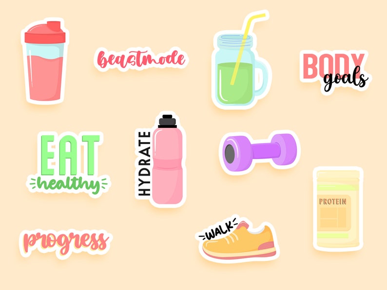 Set of Digital Stickers for Fitness for Your Digital Planner in ...