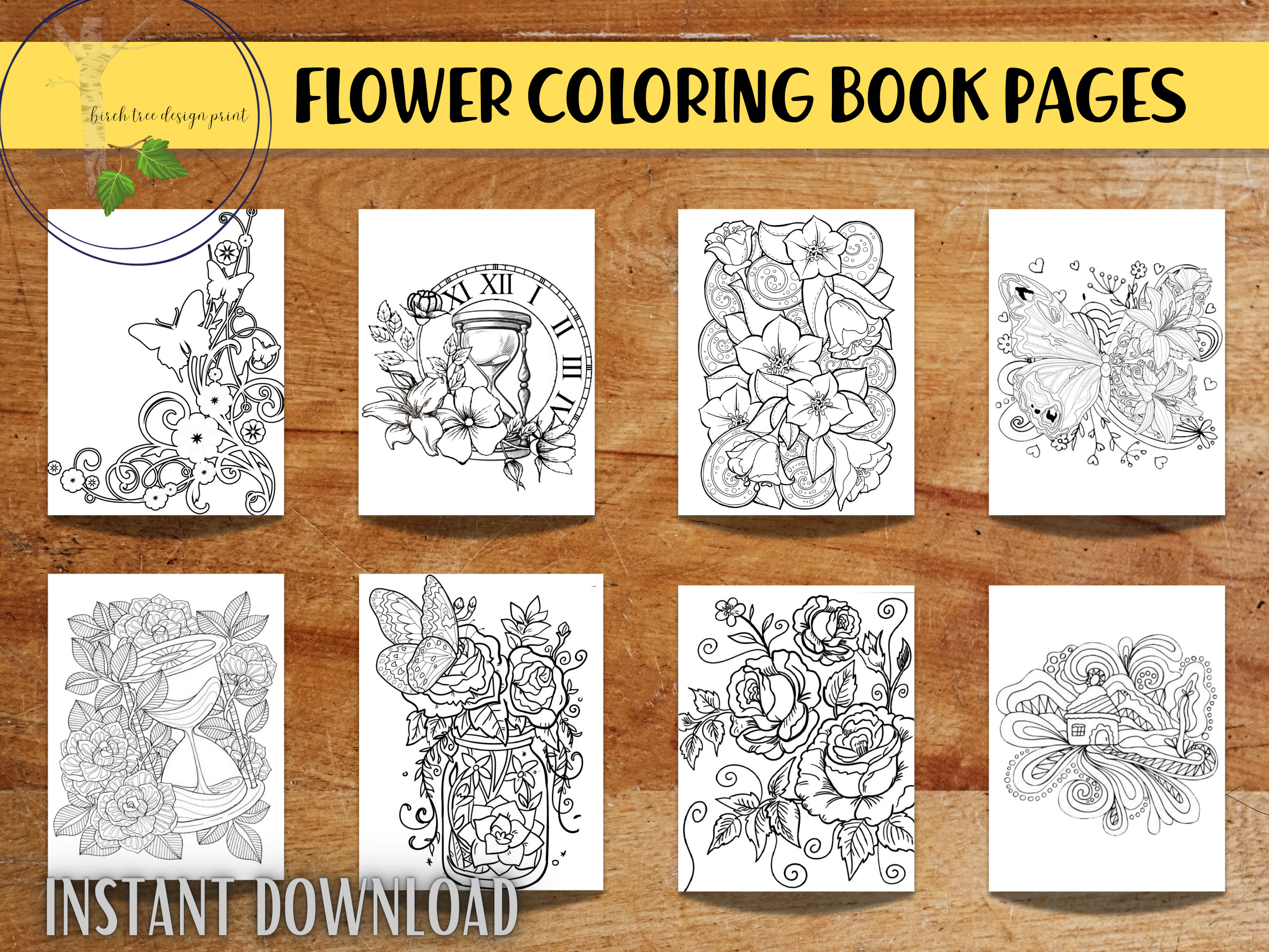 Floral Coloring Book: 62 Botanical Pages (8.5 X 11 Digital Print) - Etsy