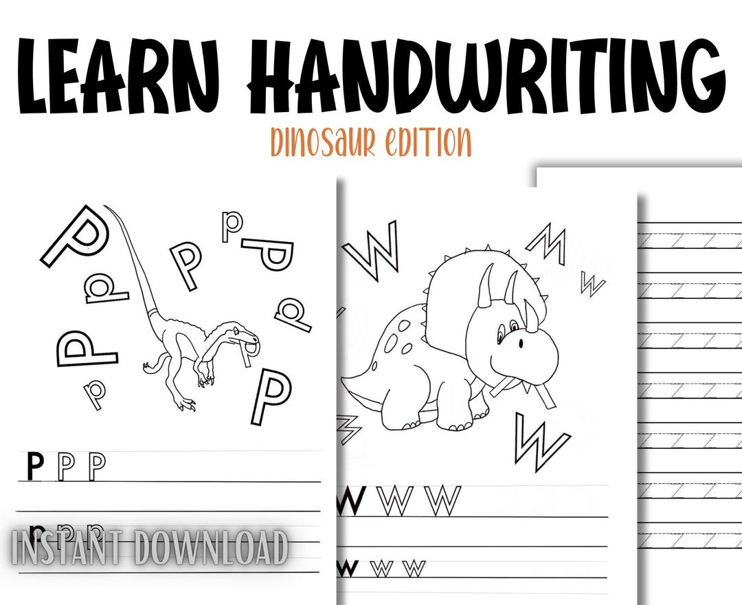 Dinosaur Writing Practice Paper: Wide Lined Handwriting Workbook ...