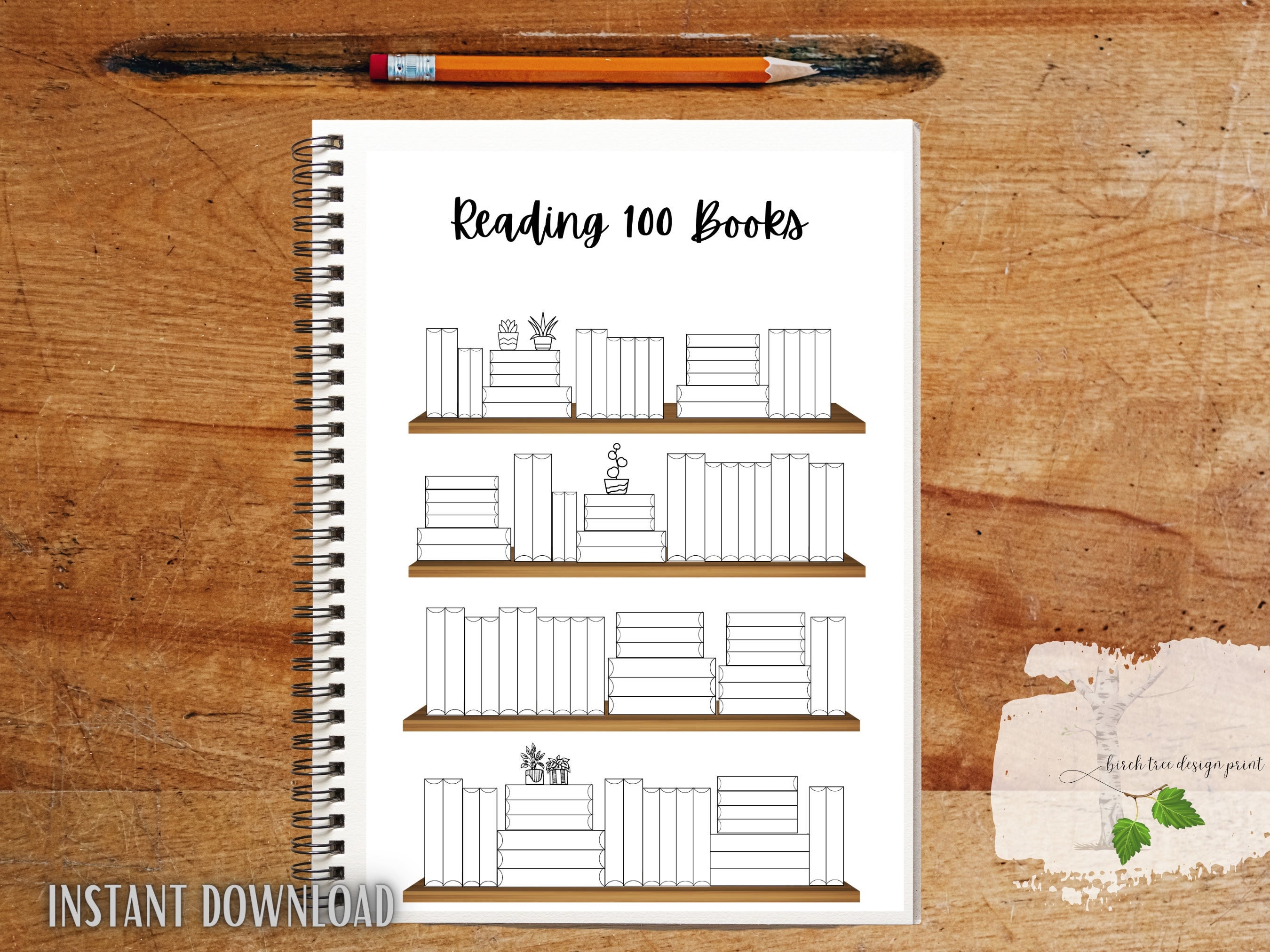 Printable Book Shelf 100 Books Tracker Digital Download A4 - Etsy