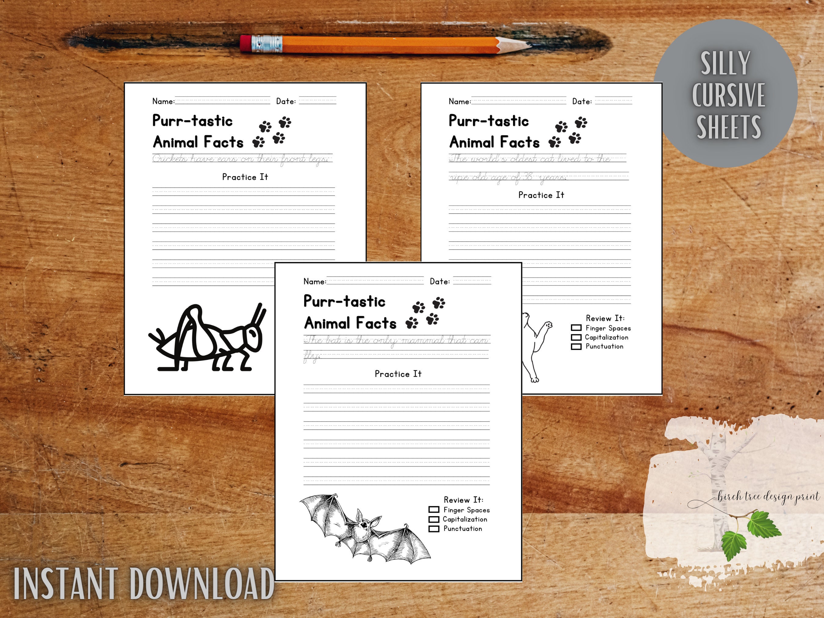 Cursive Handwriting Practice: Animal Facts Edition (digital Print) - Etsy