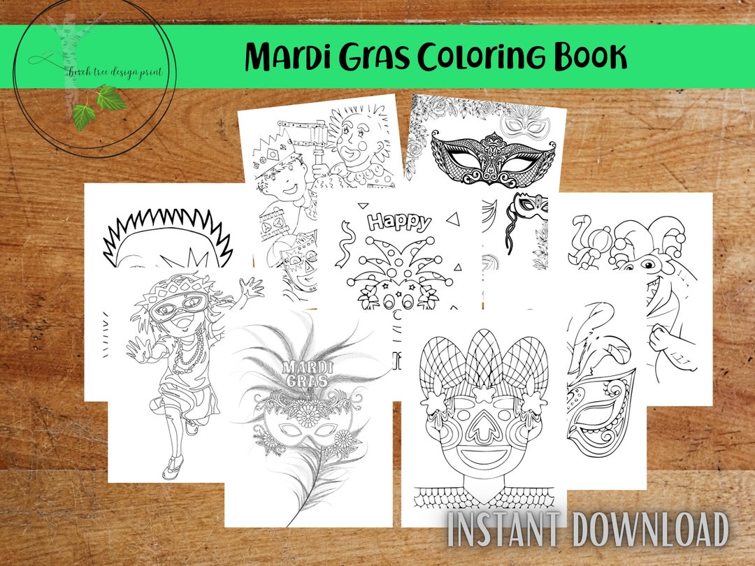 Mardi Gras Coloring Sheets | Printable Carnaval Activities | 8.5 X 11 ...