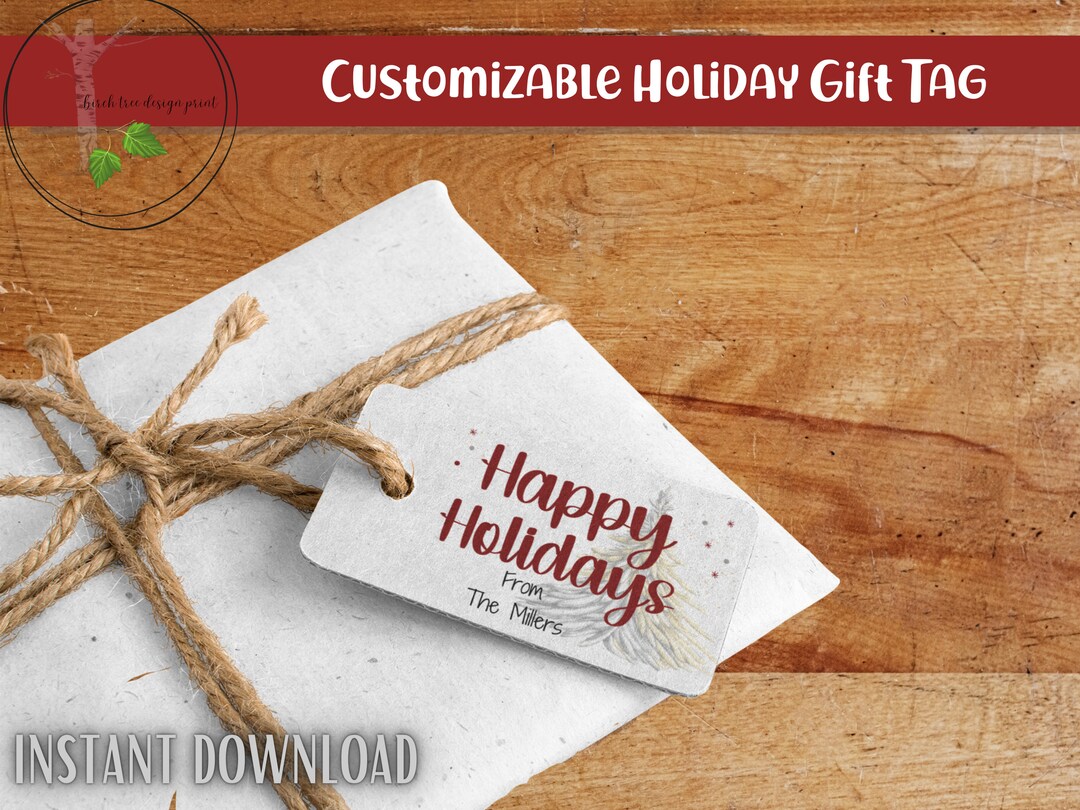 Printable Modern Colorful Happy Holidays Gift Tag | Christmas Party ...