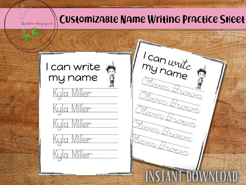 Customizable Name Writing Practice Sheet | Print or Cursive Writing ...