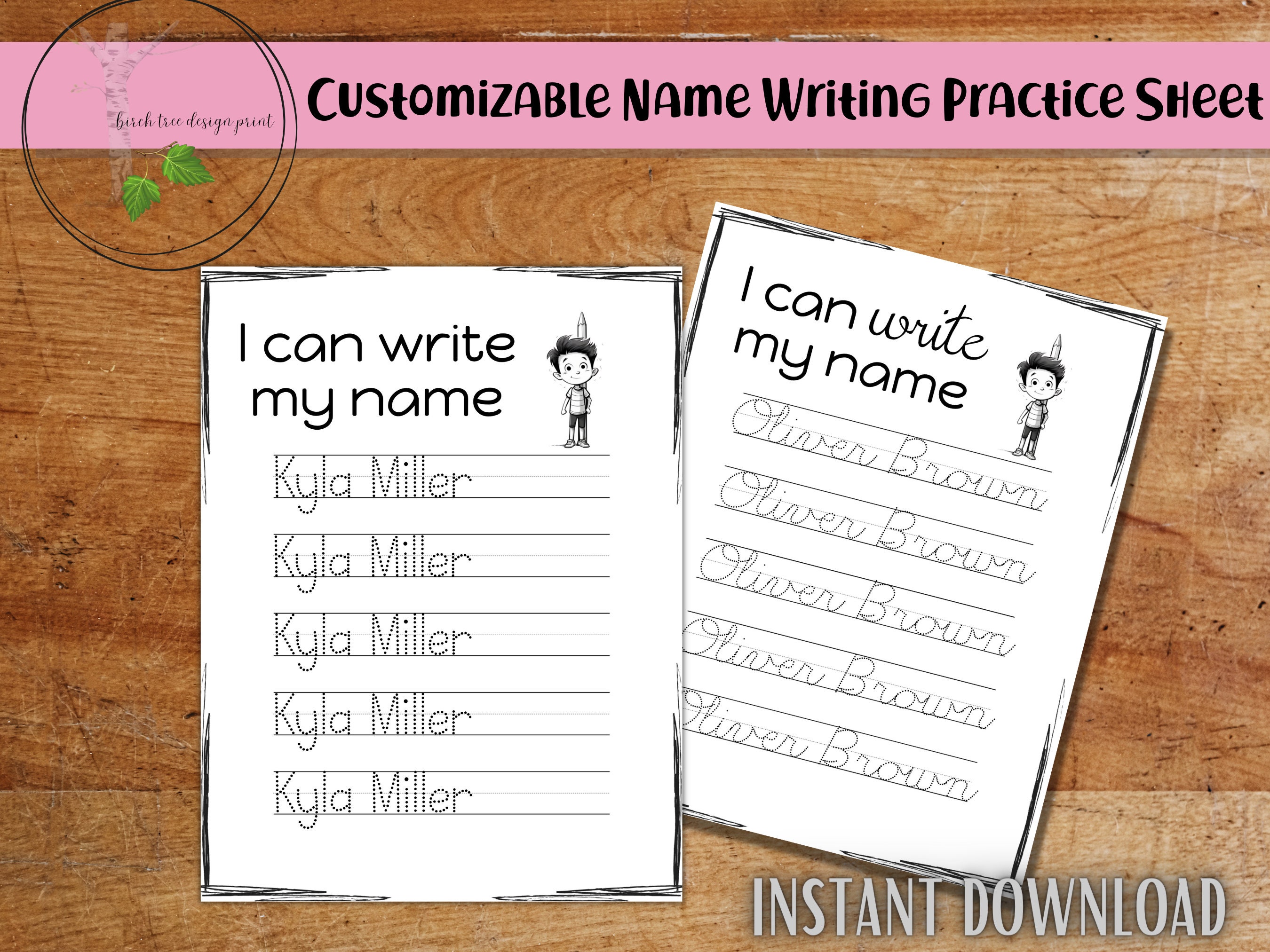Customizable Name Writing Practice Sheet | Print or Cursive Writing ...