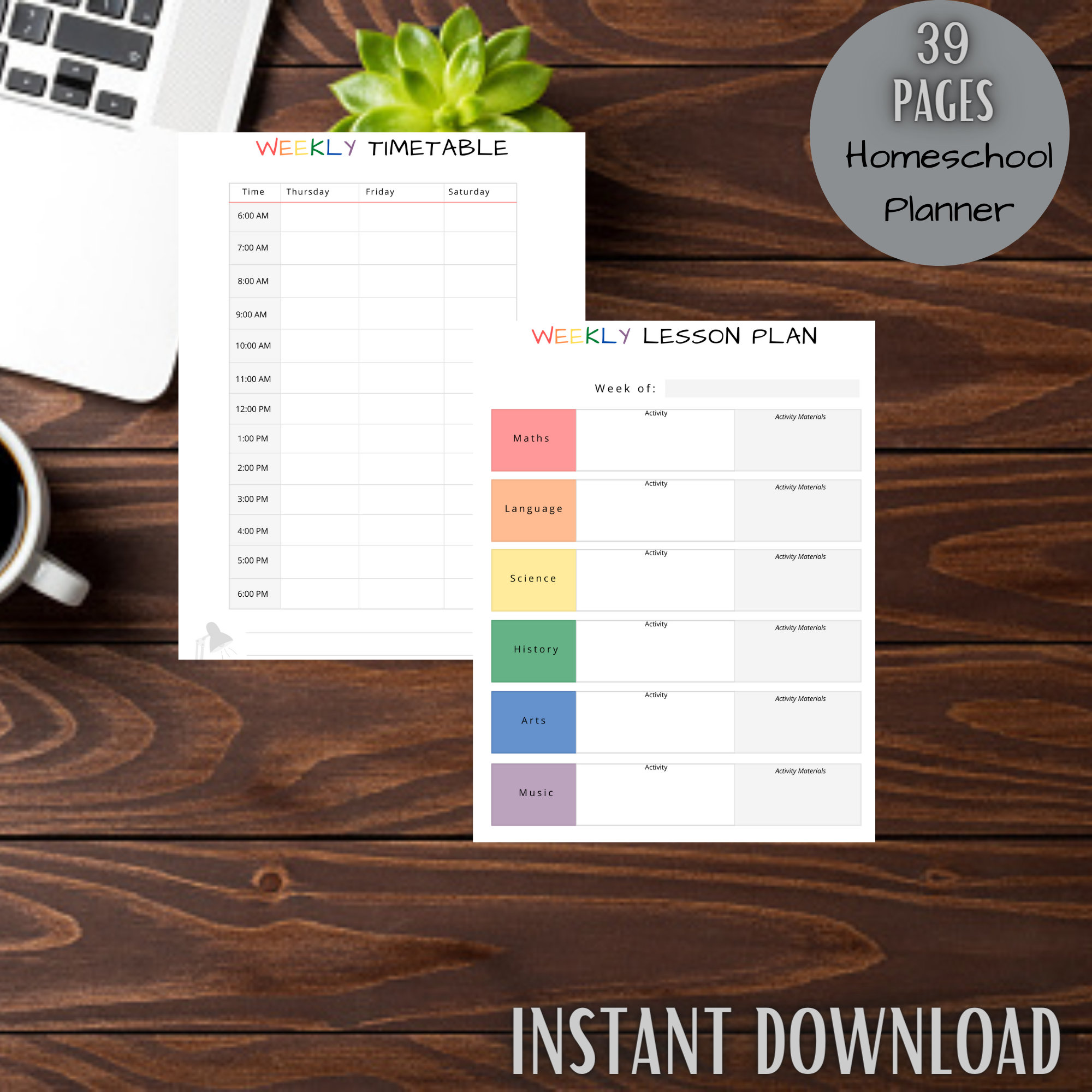 Homeschool Planner and Schedule Bundle Digital Print Size - Etsy