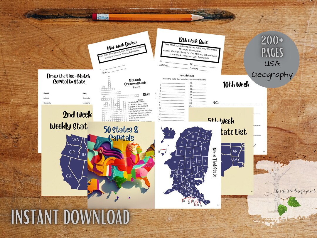 USA States & Capitals Workbook: Elementary Homeschool Activities ...
