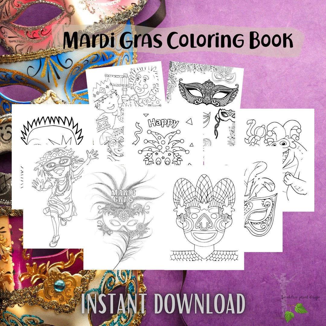 Mardi Gras Coloring Sheets Printable Carnaval Activities - Etsy
