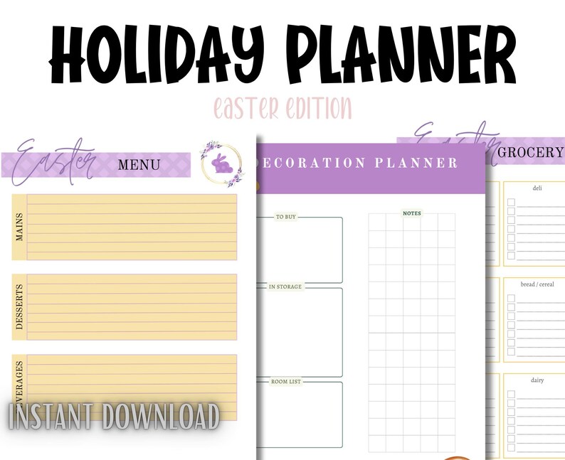 Undated Easter Planner: Budget, Menu, Activities (digital Download) - Etsy