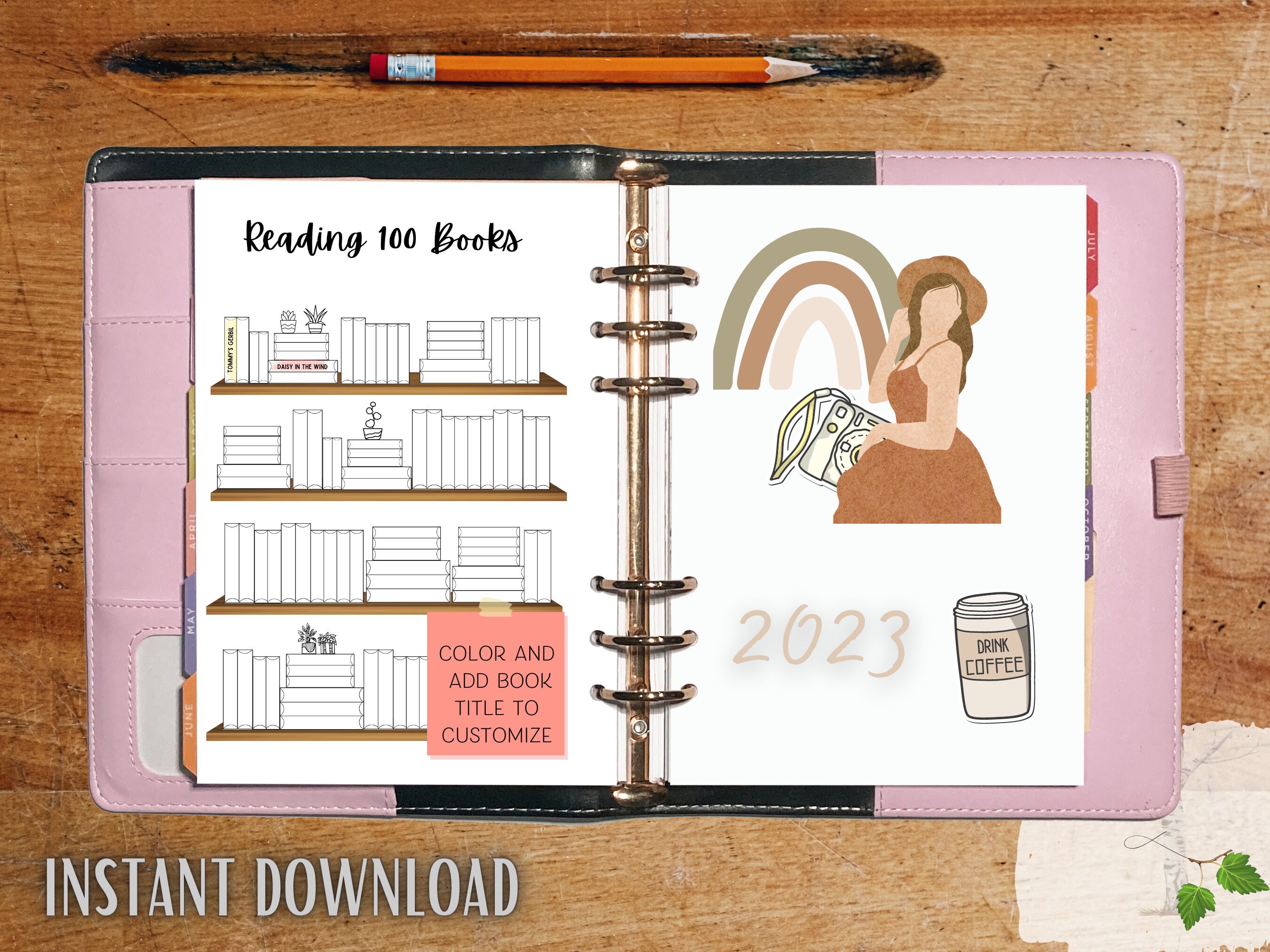 Printable Book Shelf | 100 Books Tracker | Digital Download A4 Print - Etsy