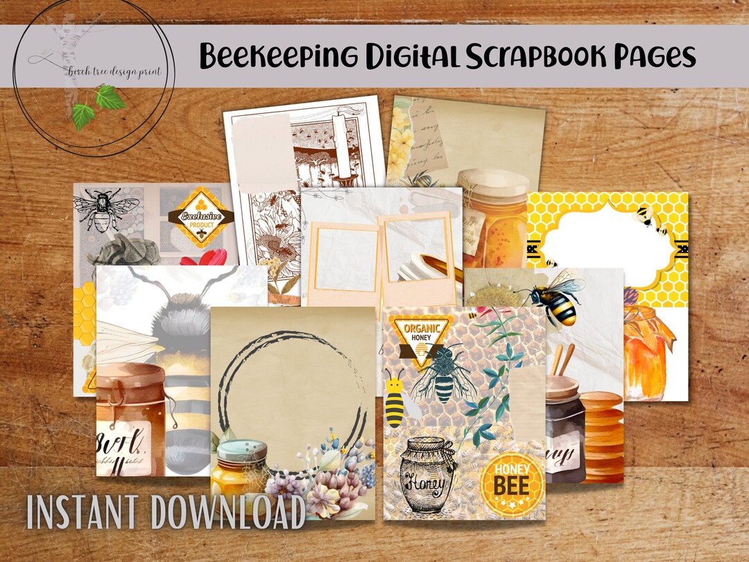 Beekeeping Digital Junk Journal | Digital Vintage Bumblebee Scrapbook ...