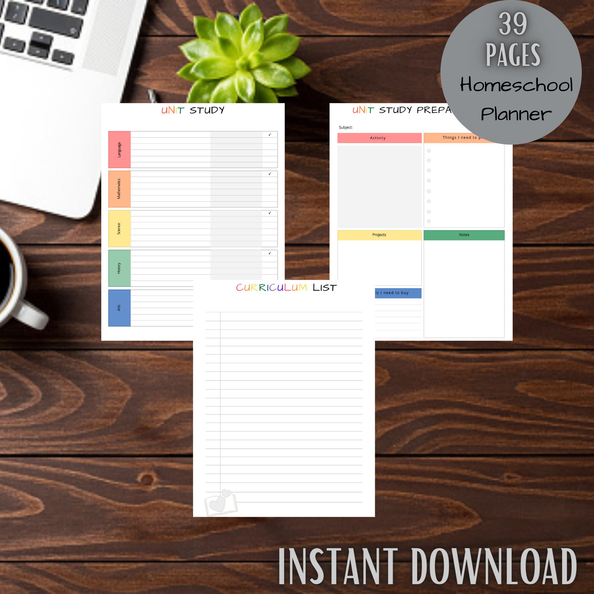 Homeschool Planner and Schedule Bundle Digital Print Size - Etsy