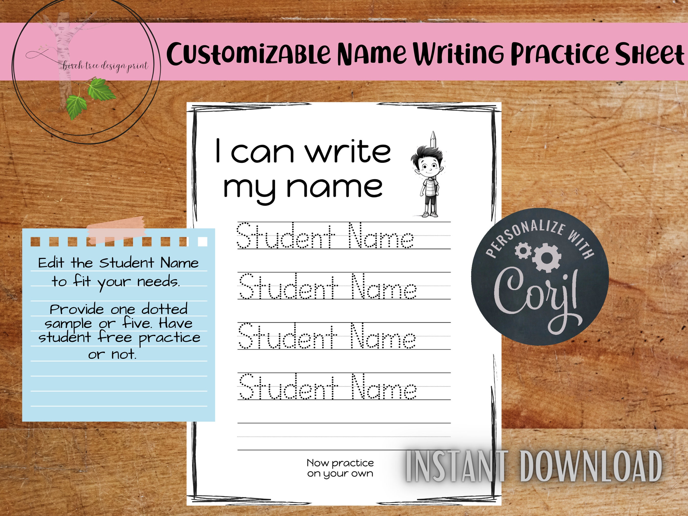 Customizable Name Writing Practice Sheet | Print or Cursive Writing ...