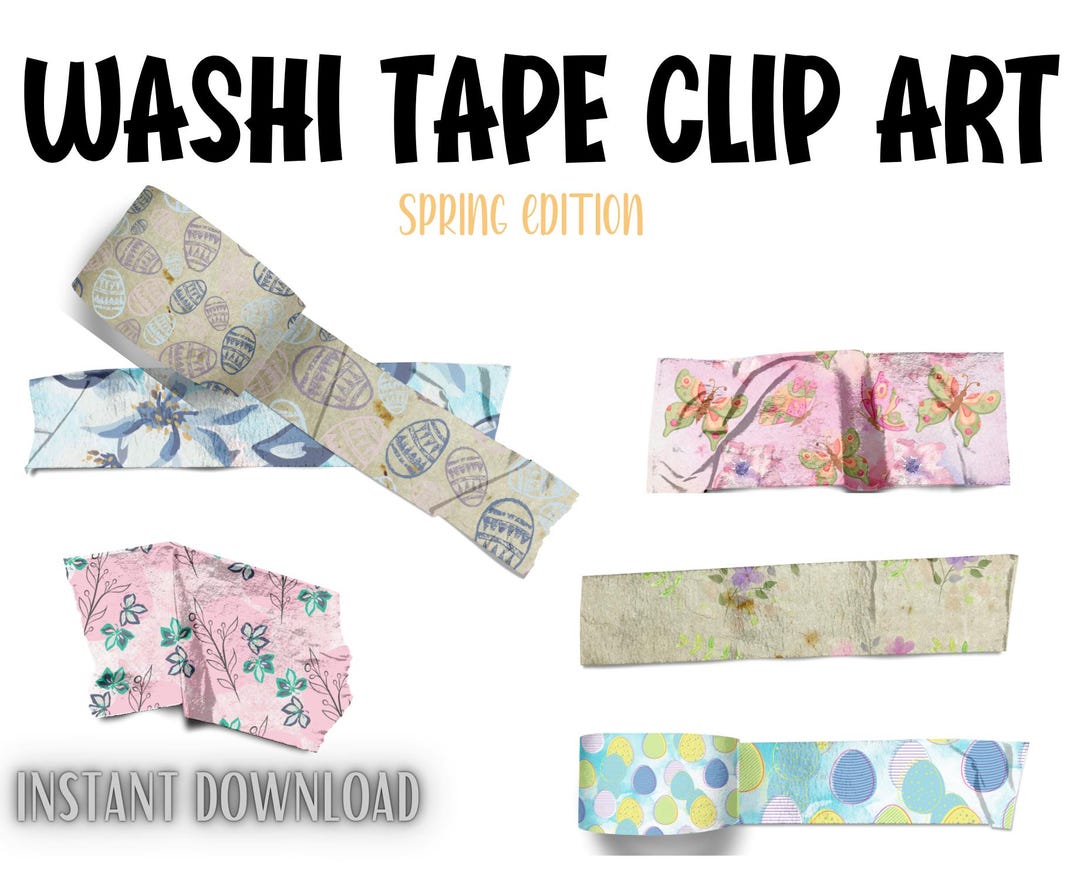 Spring Washi Tape Clipart: Scrapbook Planner Borders (digital Download ...