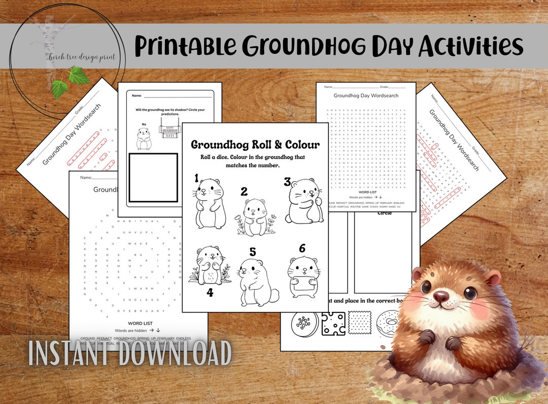 Groundhog Day Activity Book: Coloring Pages & Word Puzzle (digital ...