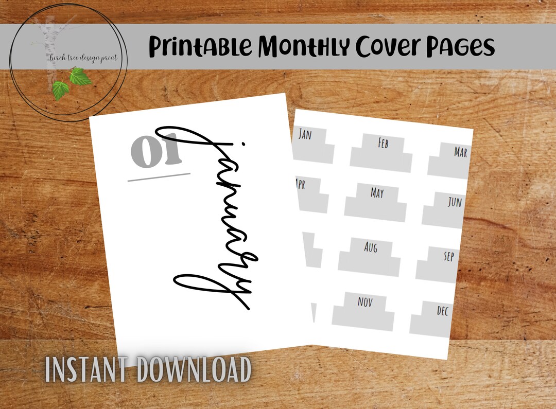 Monthly Cover Pages Printable | Monthly Planner Dashboard Insert ...
