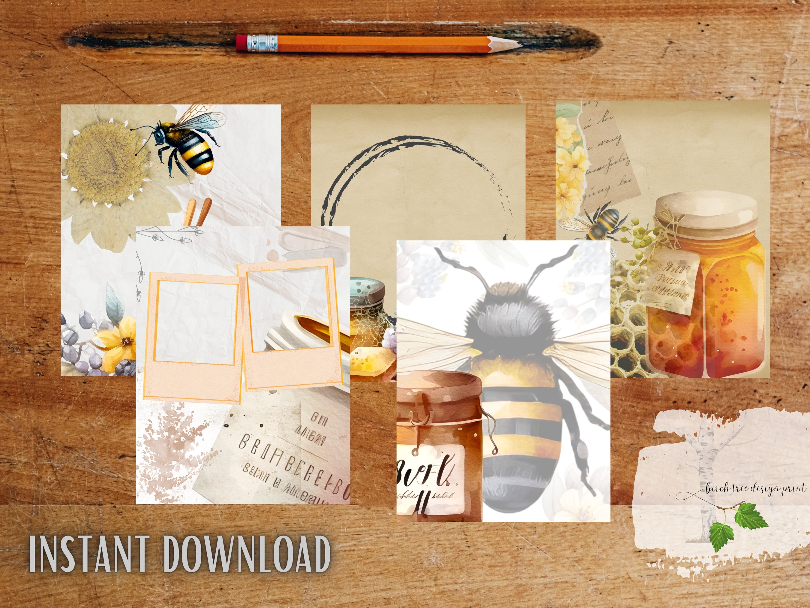 Beekeeping Digital Junk Journal | Digital Vintage Bumblebee Scrapbook ...