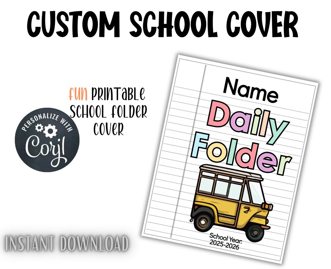 Customizable School Folder Cover: Elementary Students, Printable PDF ...