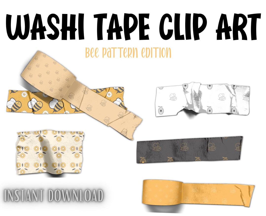 Bee Washi Tape Clip Art: Scrapbook Digital Borders (digital Download ...