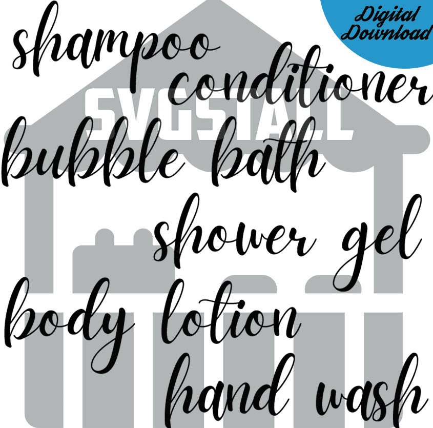 Complete Set of Bathroom Bottle Label Svg's Including Baby Bottle ...