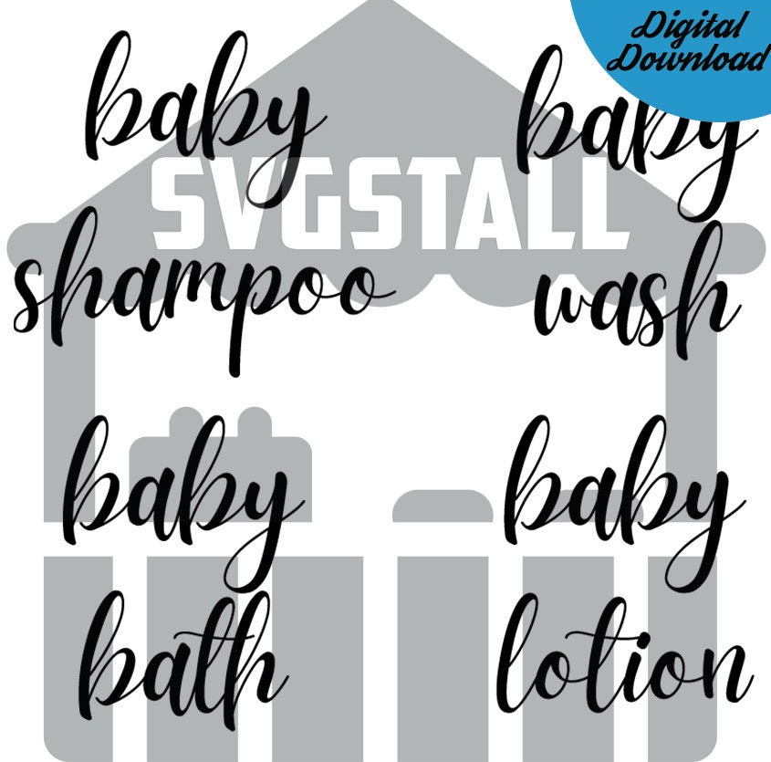 Complete Set of Bathroom Bottle Label Svg's Including Baby Bottle ...