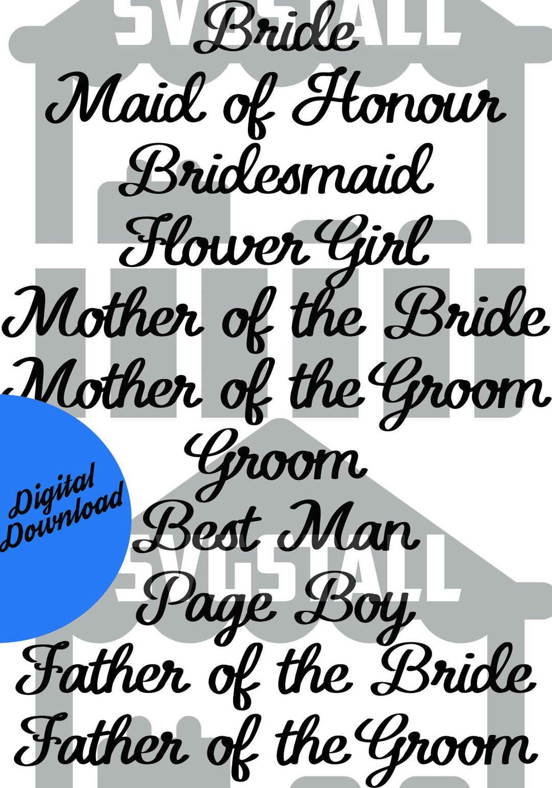 Complete Set of Wedding Role Svg's, Cricut Ready, Digital Download ...