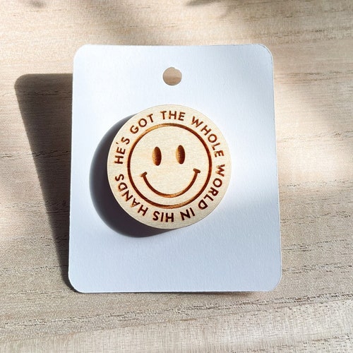Smiley Face Pin He's Got the Whole World in His Hands - Etsy