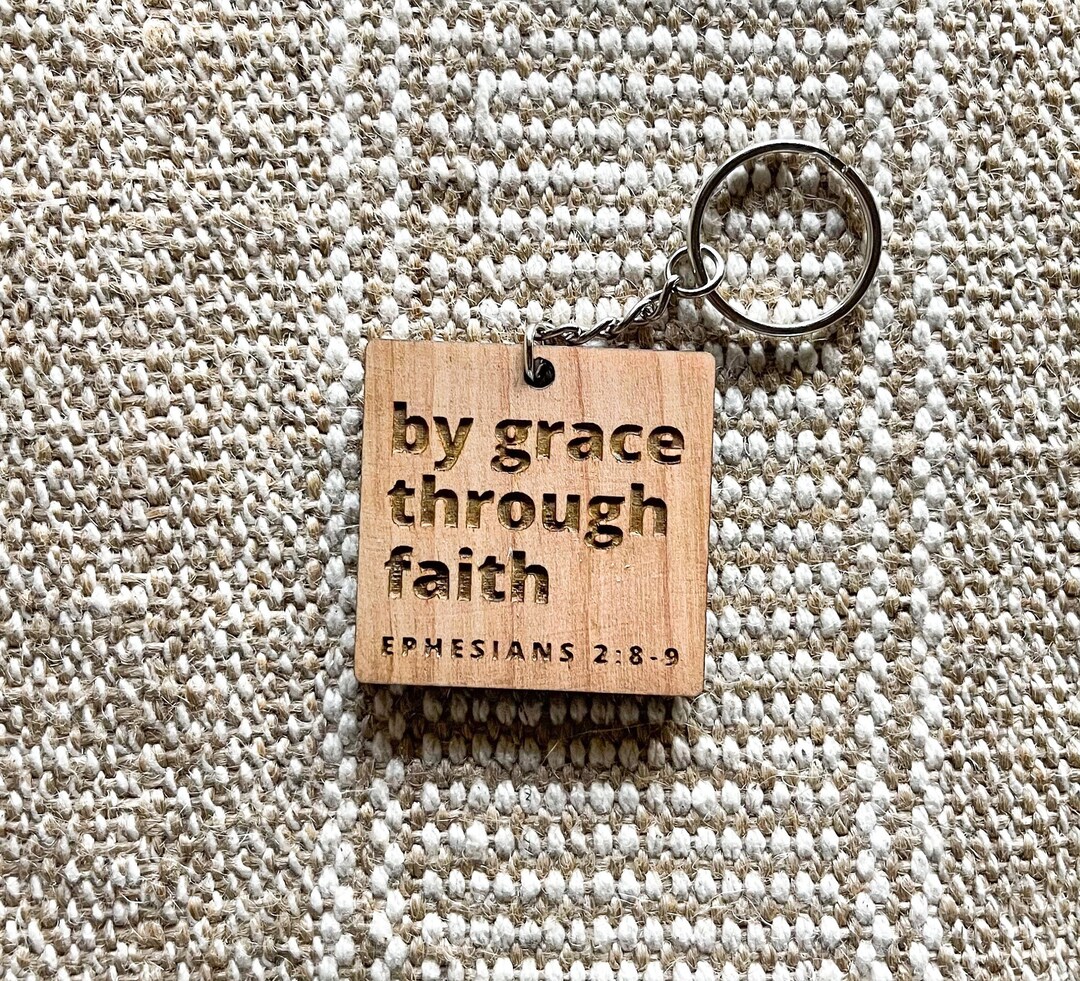 By Grace Through Faith Keychain, Christian Keychain, Jesus Keychain ...