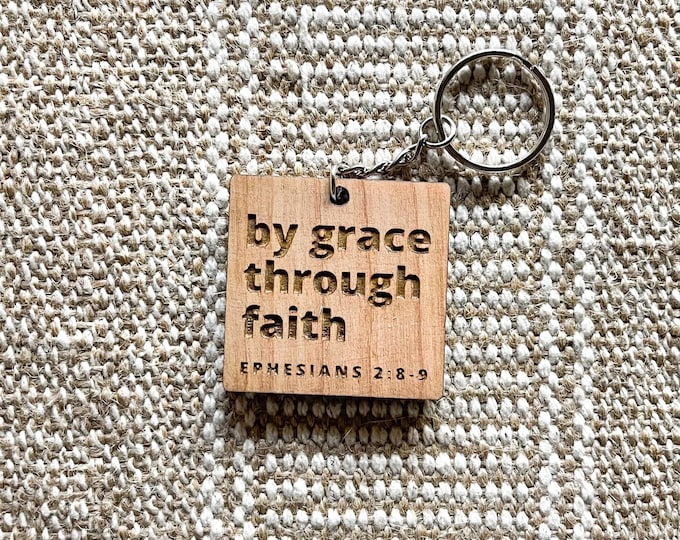 By Grace Through Faith Keychain, Christian Keychain, Jesus Keychain ...