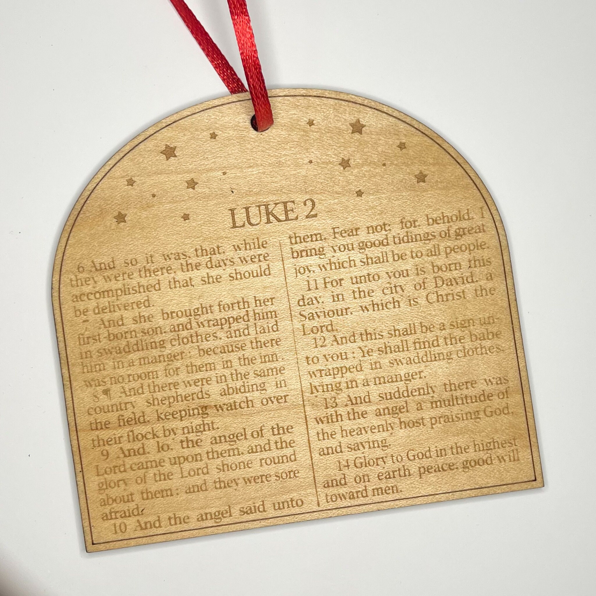 Wooden Nativity Ornament , Luke 2, Bible Verse Ornament, Christian ...