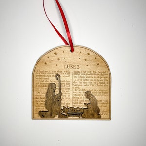 Wooden Nativity Ornament , Luke 2, Bible Verse Ornament, - Christian ...