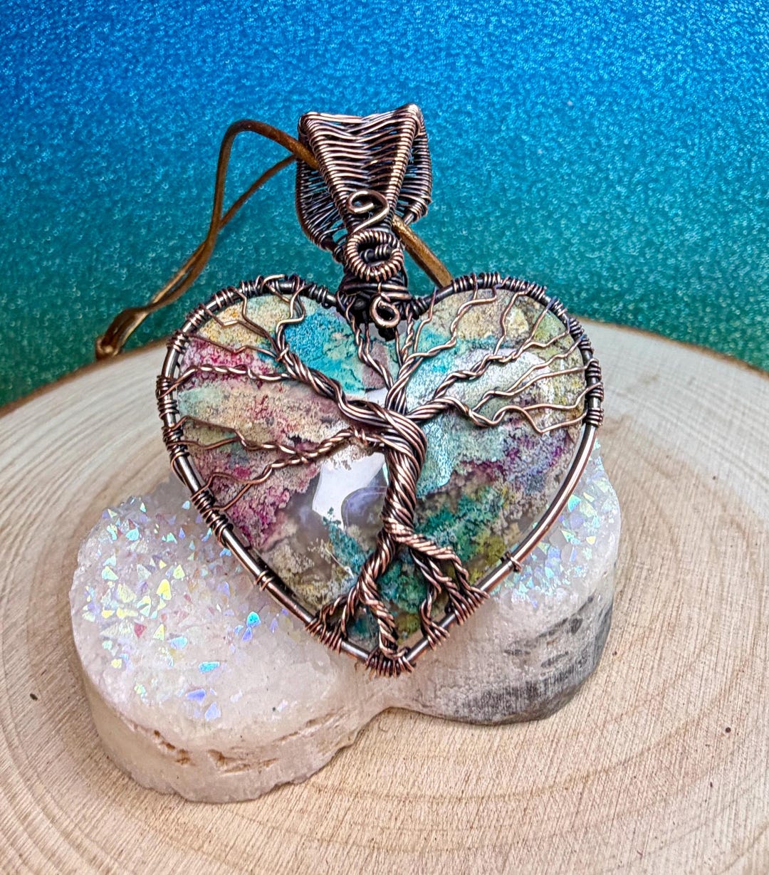 Rainbow Heart Tree of Life Statement Pendant - Etsy
