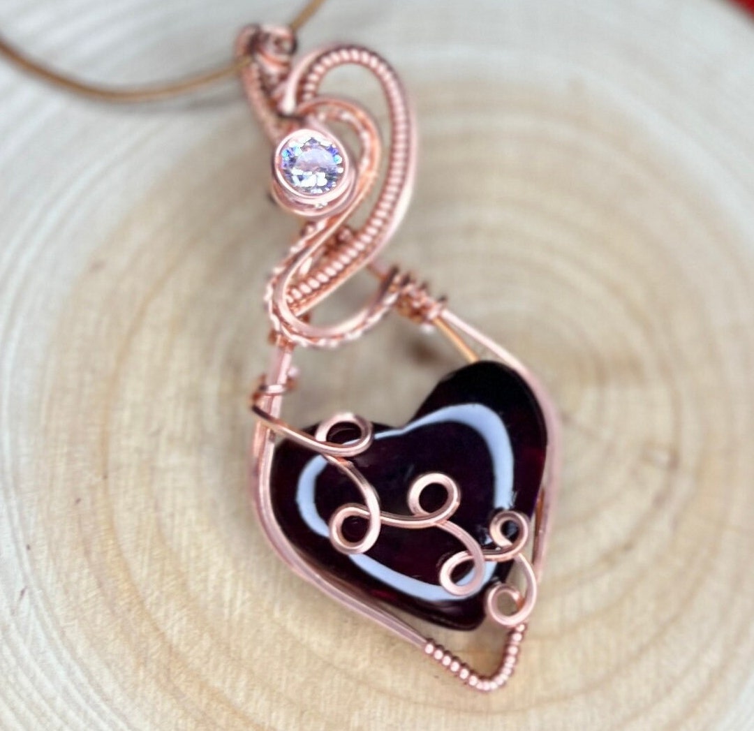 Wire Wrapped Red Labradorite Heart Statement Pendant - Etsy