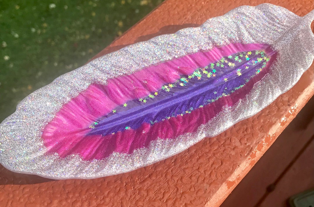 Glitter Resin Feather Dish - Etsy