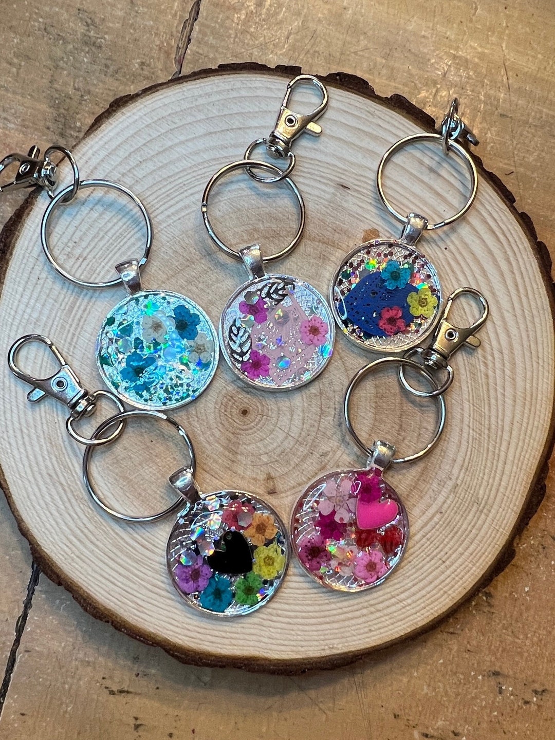 Dried Flower Resin Bezel Keychain - Etsy