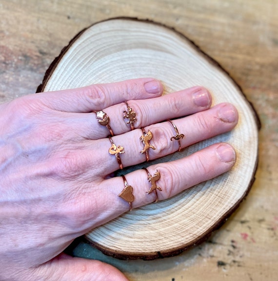 Tiny Copper Shape Stacker Rings - Etsy