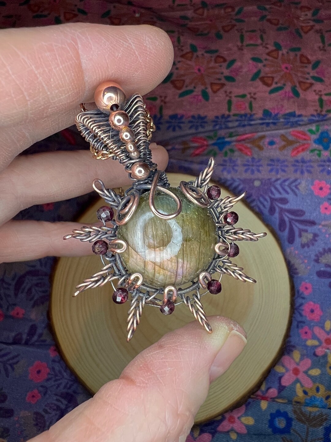 Wire Wrapped Labradorite Sun Pendant - Etsy