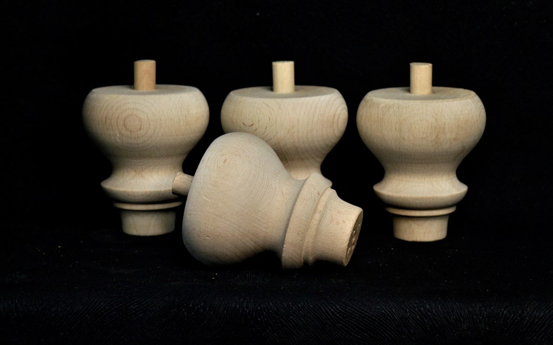Set of 4 Farmhouse Couch Unfinished Ottoman Woodturning Legs Feet for ...