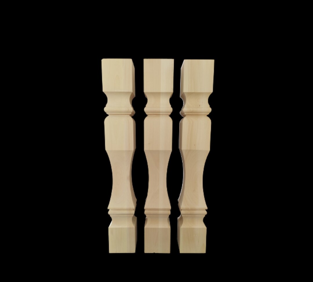 Set of 3 Kitchen Island Table Legs, Unique Wooden Legs, Farmhouse ...