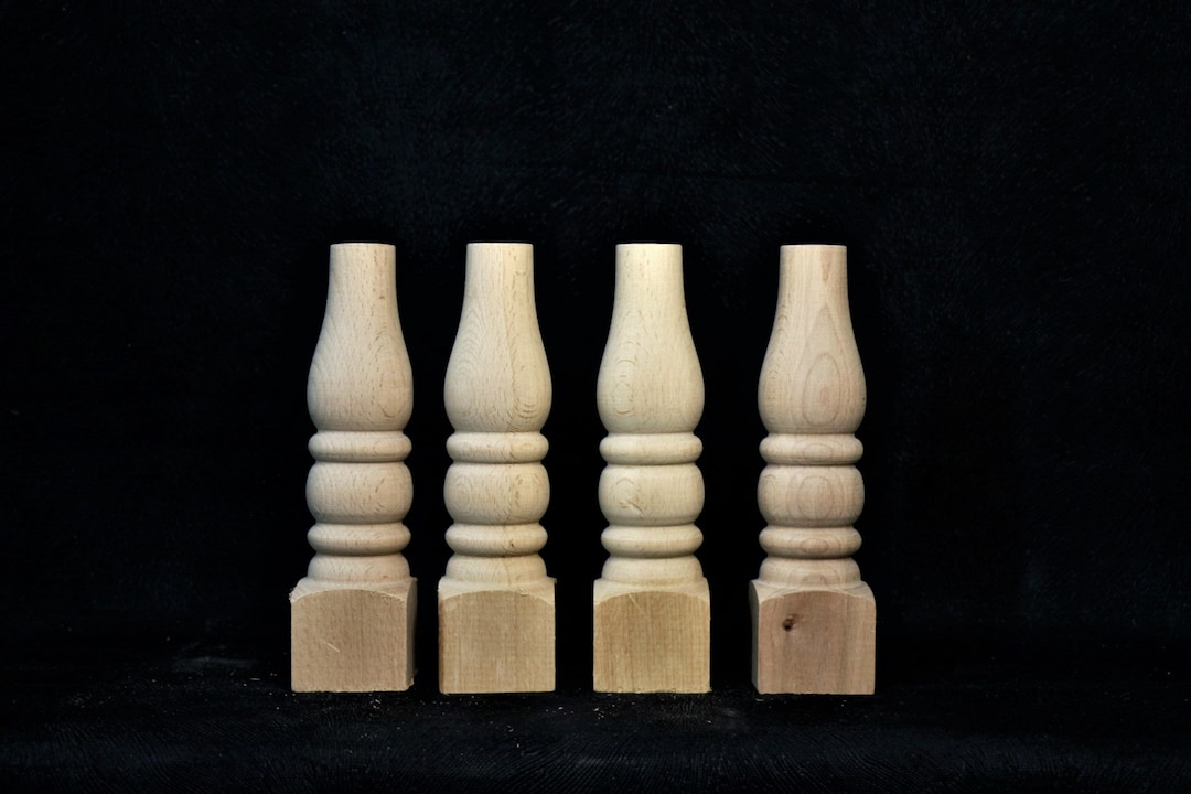 Set of 4 Footstool Modern Unfinished Woodturning Wooden Legs Feet Crate ...